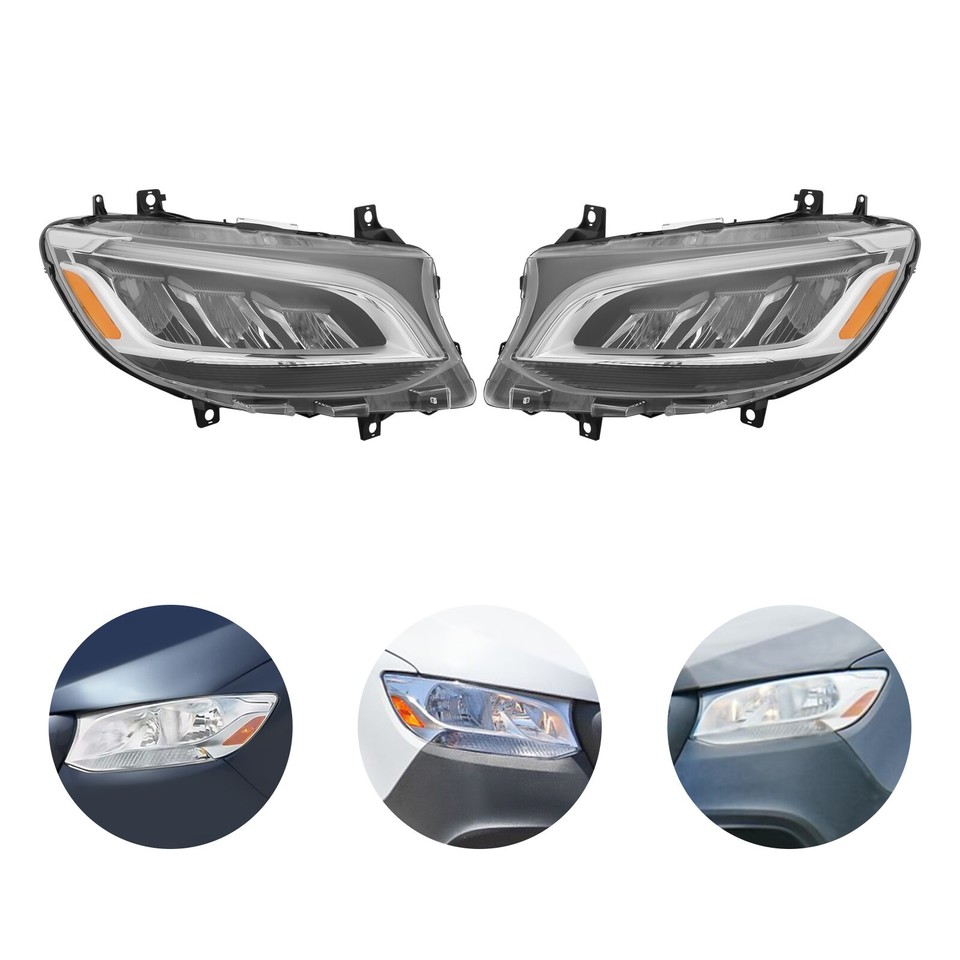 For 2019-2022 Mercedes-Benz Sprinter Halogen to LED Headlight Headlamps ...