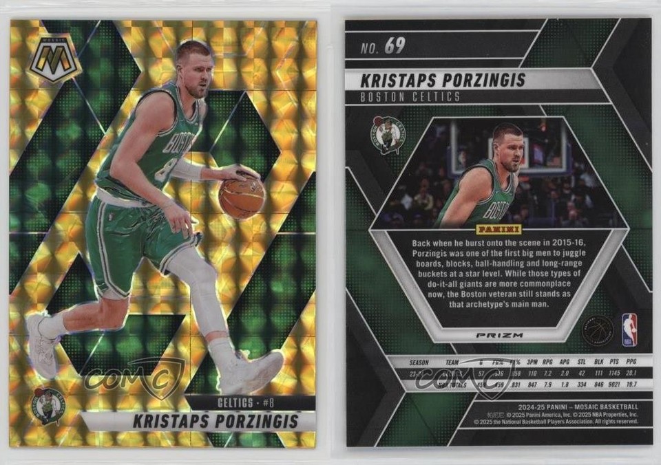 2024-25 Panini Mosaic Reactive Yellow Mosaic Prizm Kristaps Porzingis ...
