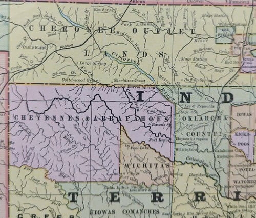 Vintage 1888 INDIAN TERRITORY Map 13"x11" Old Antique Original OKLAHOMA ...