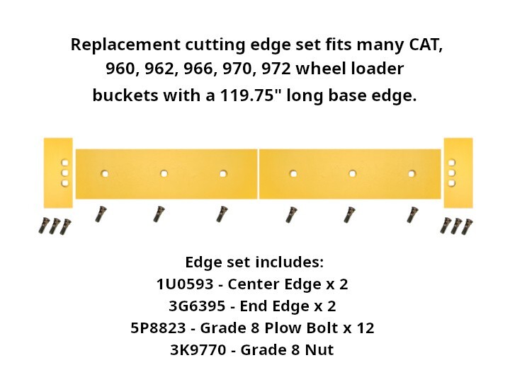 Cutting Edge Set 1U0593, 3G6395, fits many CAT 960 - 972 Wheel Loader ...