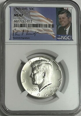 1965 SMS NGC MS67 Kennedy Half Dollar 50C Special Mint Set Uncirculated ...