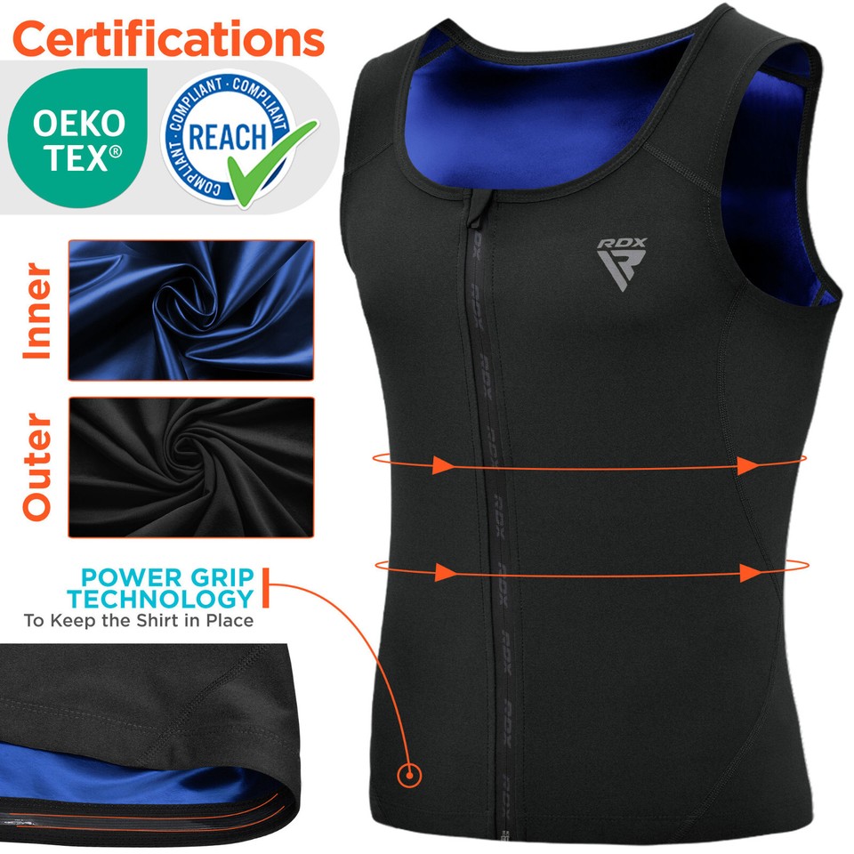 RDX Mens Sweat Sauna Vest Heat Trapping Sweat Waist Trainer Gym ...
