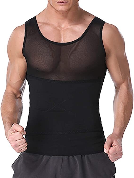 Mens Slimming Body Shaper Seamless Compression Shirt Tummy Control ...