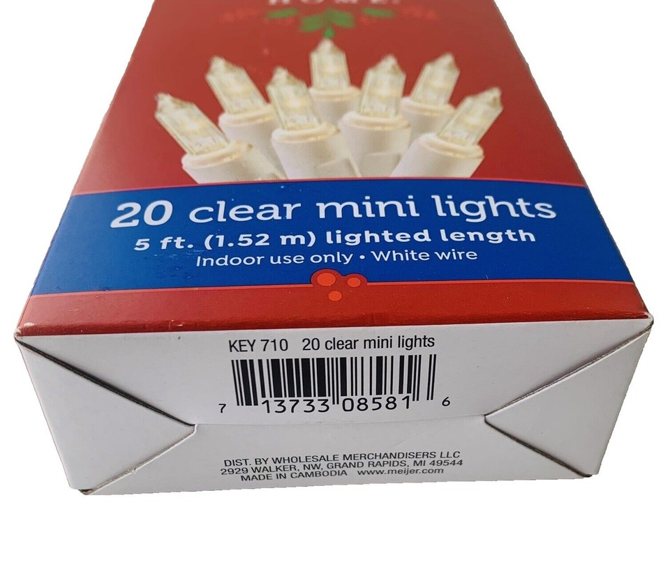 Clear Mini Lights String 20 Count WHITE Wire Christmas Incandescent 5 ...
