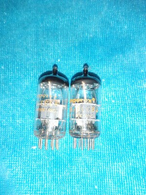 (2) AMPEREX 6DJ8 / ECC88 A FRAME DIMPLED DISC GETTER TUBES - MATCHED ...