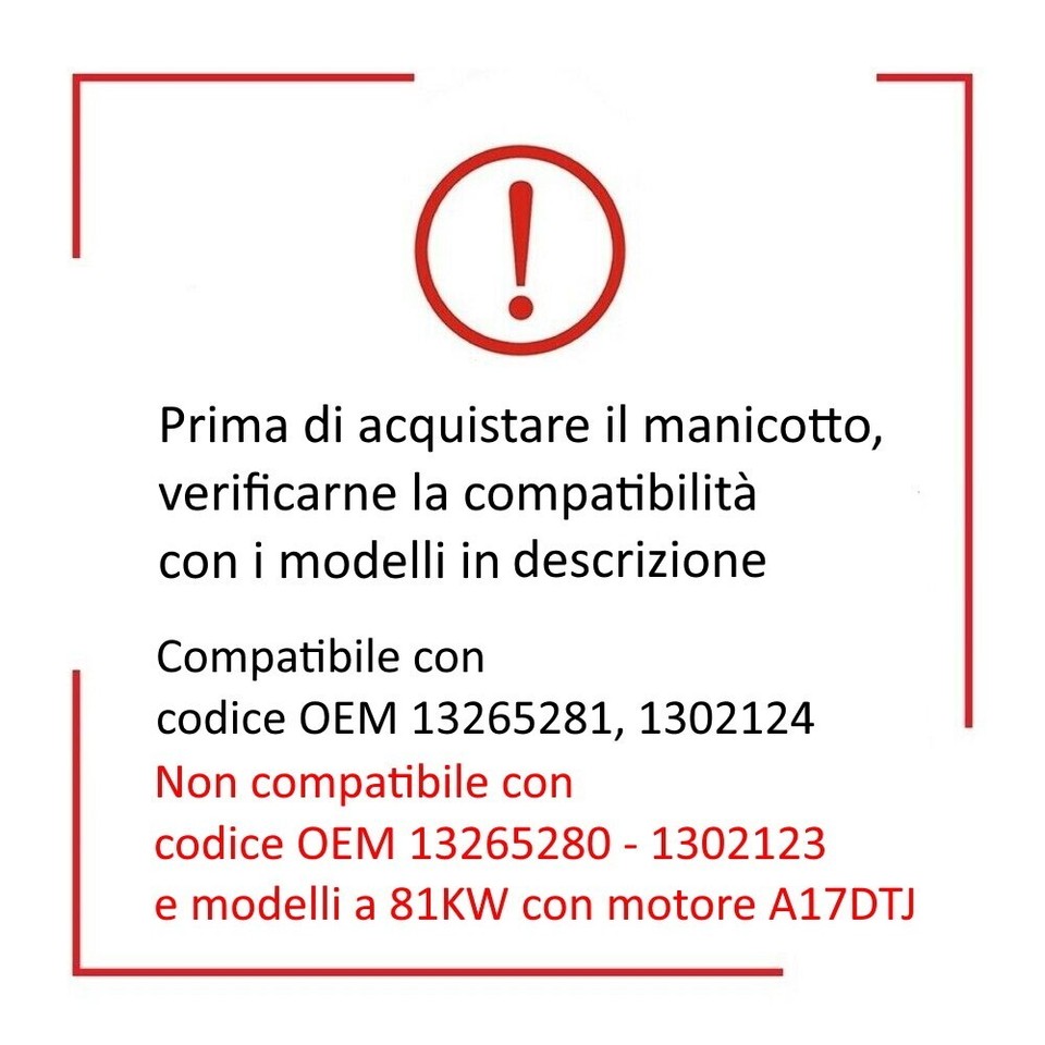 MANICOTTO INTERCOOLER TUBO TURBO PER OPEL ASTRA J CHEVROLET CRUZE 1.7 ...