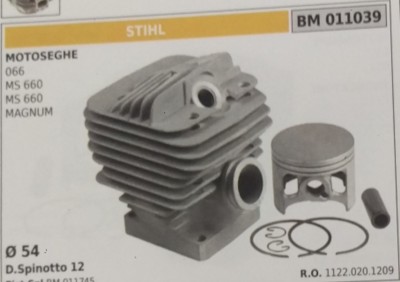 11220201209 CILINDRO E PISTONE ADATTABILE MOTOSEGA STIHL 066 MS 660 ...