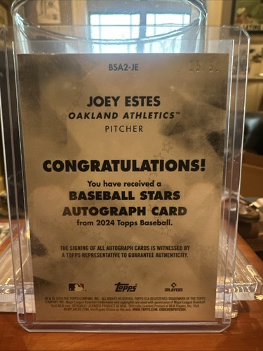 2024 Topps Update Baseball Stars Joey Estes RC Autograph /50 | eBay