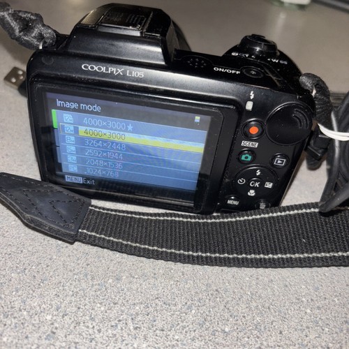 Nikon COOLPIX L105 12.1MP Digital Camera - Black With Charger Cord ...