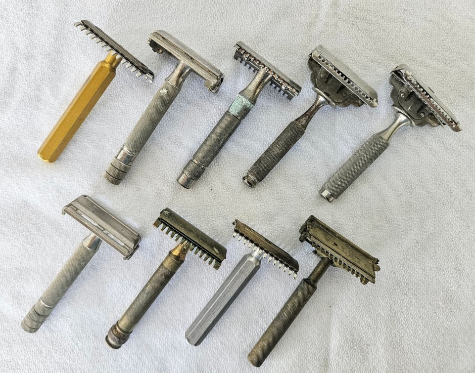 Lot of 9 Vintage Safety Razors Gem Valet | eBay