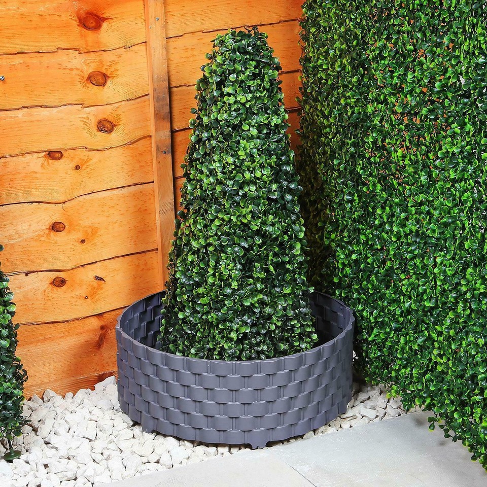 Grey Rattan Effect Plastic Garden Lawn Edging Plant Border Simply ...