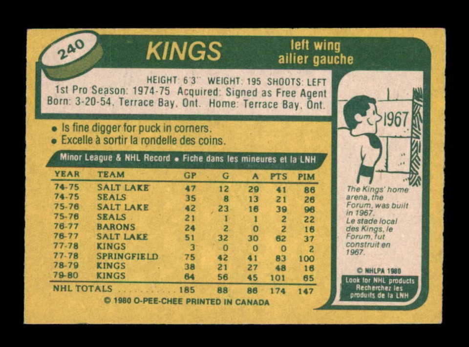 1980 O-Pee-Chee #240 Charlie Simmer EXMT X3044873 | eBay