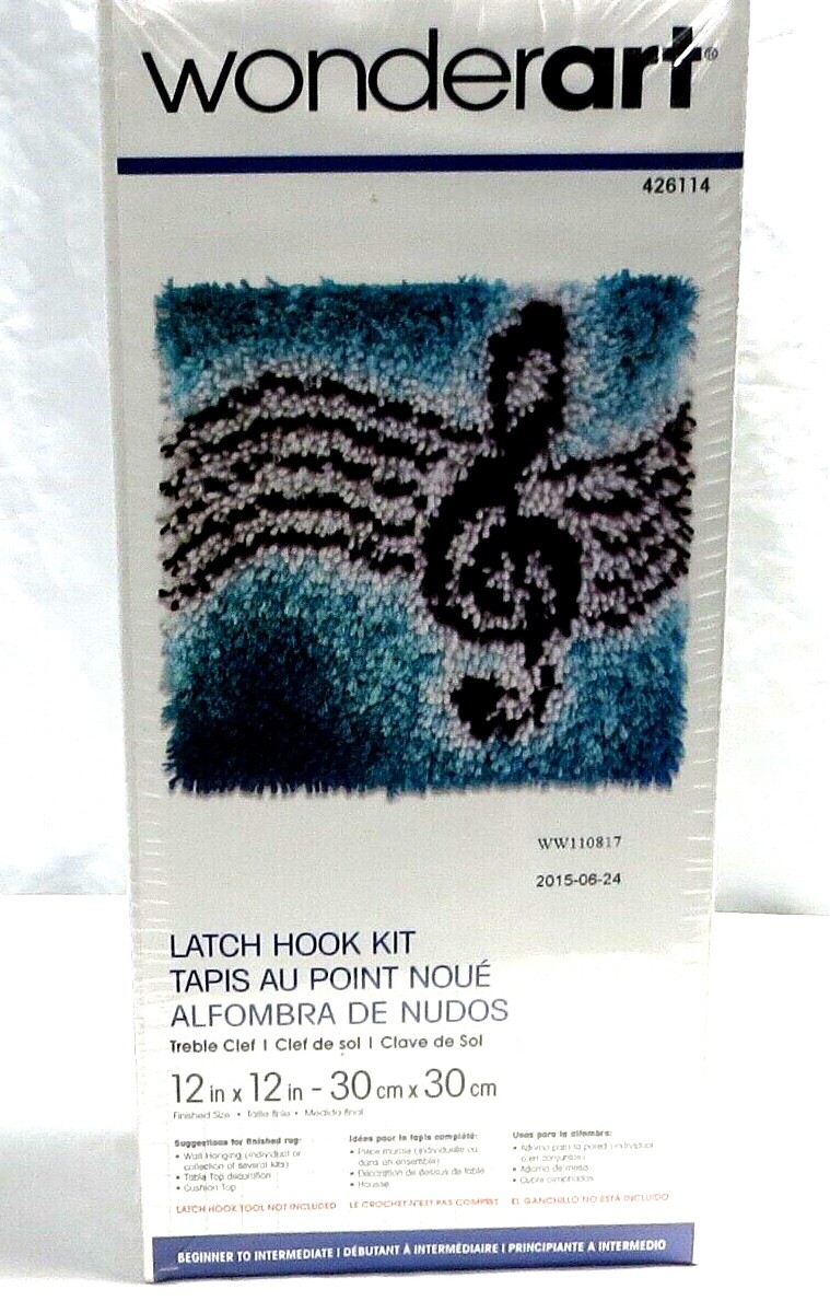 Latch Hook Kit Musical Note Black White Aqua Colors 12in X 12in Road ...