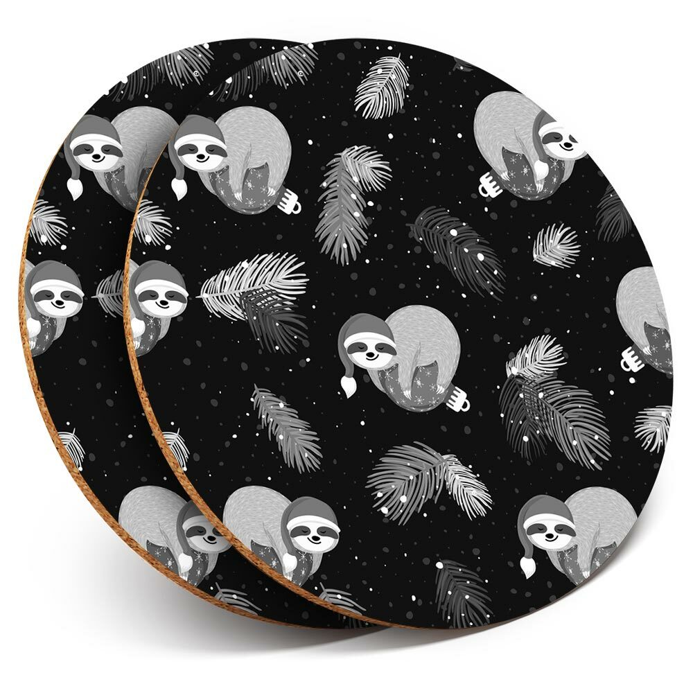 2 x Coasters bw - Christmas Sloth Pattern Childrens #36951 | eBay