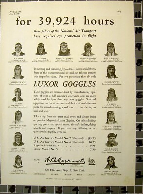 1929 LUXOR GOGGLES PLANE PILOT MAIL AIR CRAFT SPORT AVIATION PHOTO ...
