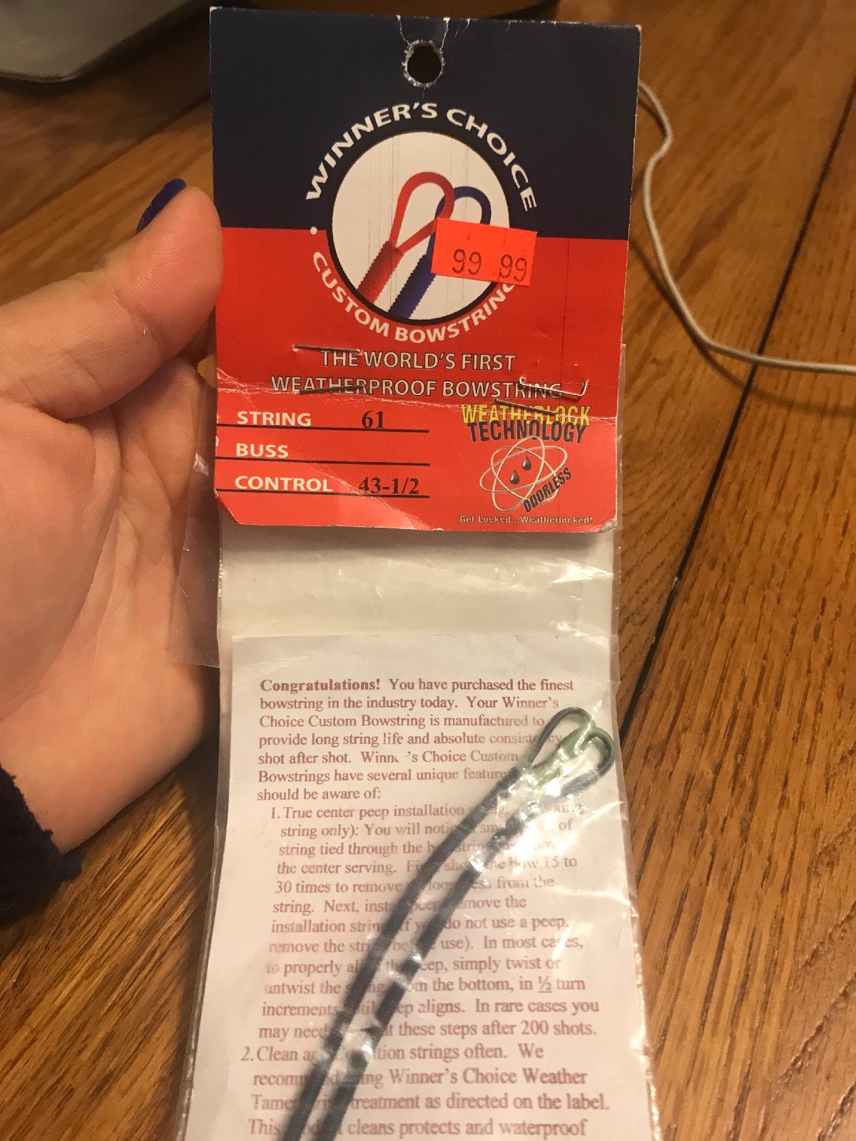 Winner’s Choice Custom Bowstring String 61 Control 43-1/2 Ships N 24h ...
