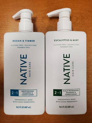 2 Pk Native 2in1 Shampoo/Conditioner Eucalyptus Mint & Ocean Timber 16 ...