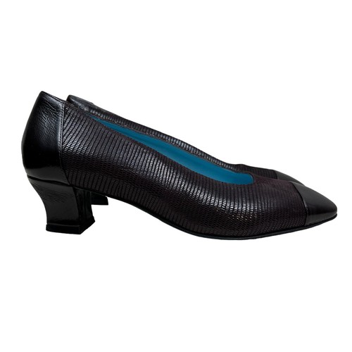 Thierry Rabotin Pump Textured Brown Leather Low Heel Cap Toe Women Size ...