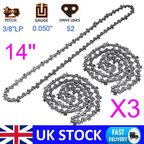 3PCS 14 Inch Chainsaw Saw Chain 3/8''LP .050 '' 52DL for Husqvarna ...