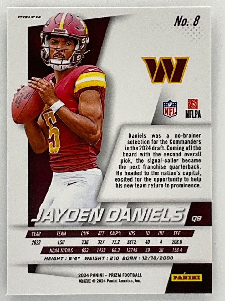 2024 Panini Prizm Jayden Daniels Flashback Rookie Commanders | eBay