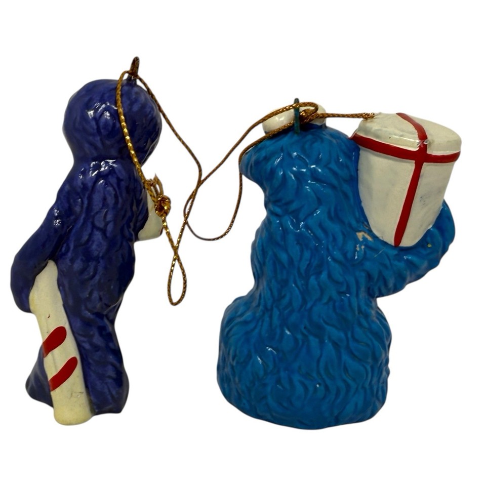 Vintage 1971 Sesame Street Cookie Monster & Elmo Christmas Ornaments ...