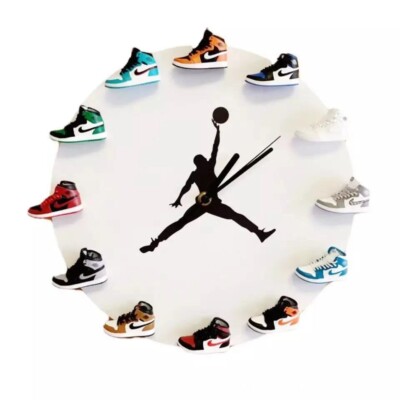 Jordan wall clock mini 3D sneakers AJ Air watch magnet white | eBay