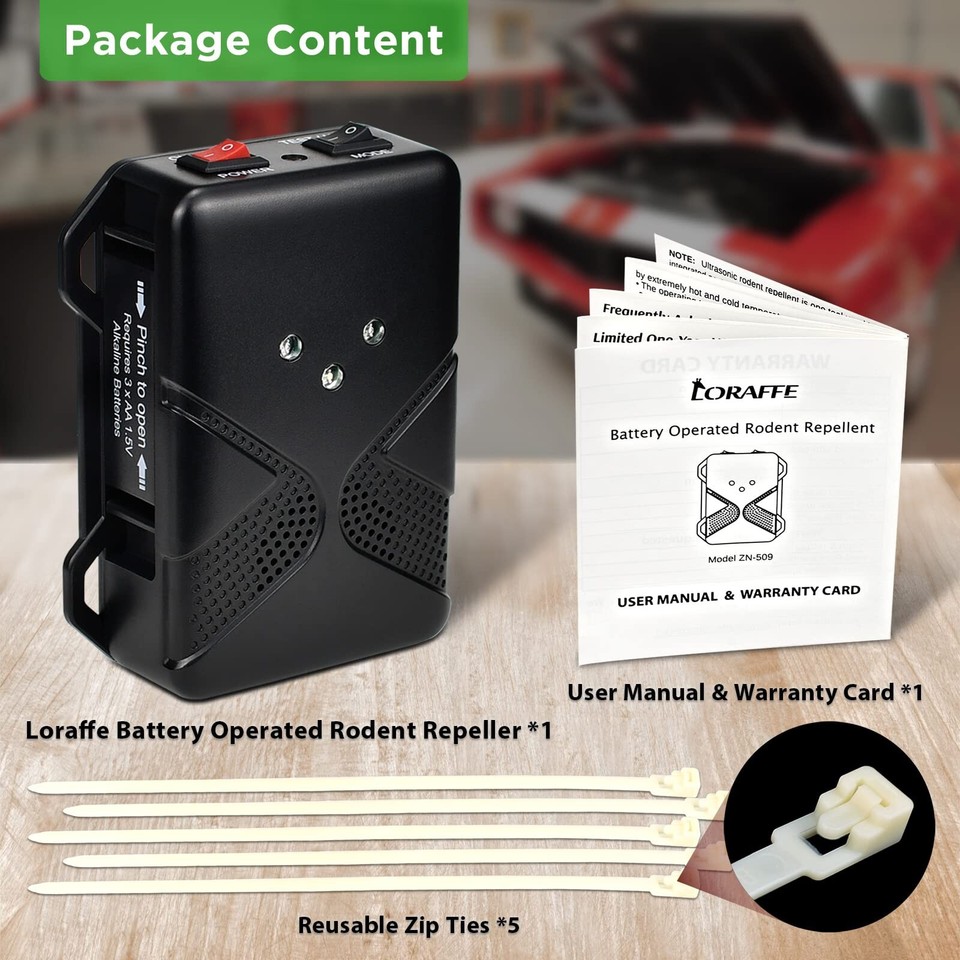 Under Hood Animal Repeller Battery Operated Rodent Repellent Ultrasonic ...