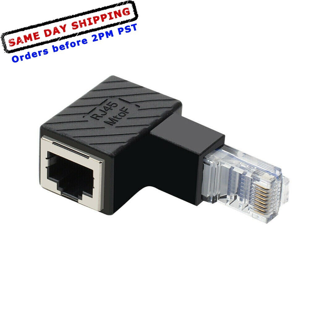 1x Angled RJ45 Male to Female Network Lan Ethernet Extension Adapter ...