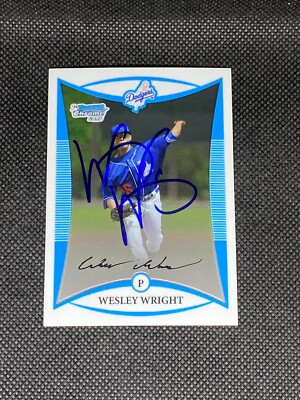 Wesley Wright Los Angeles Dodgers 2008 Bowman Chrome Signed Auto Card # ...
