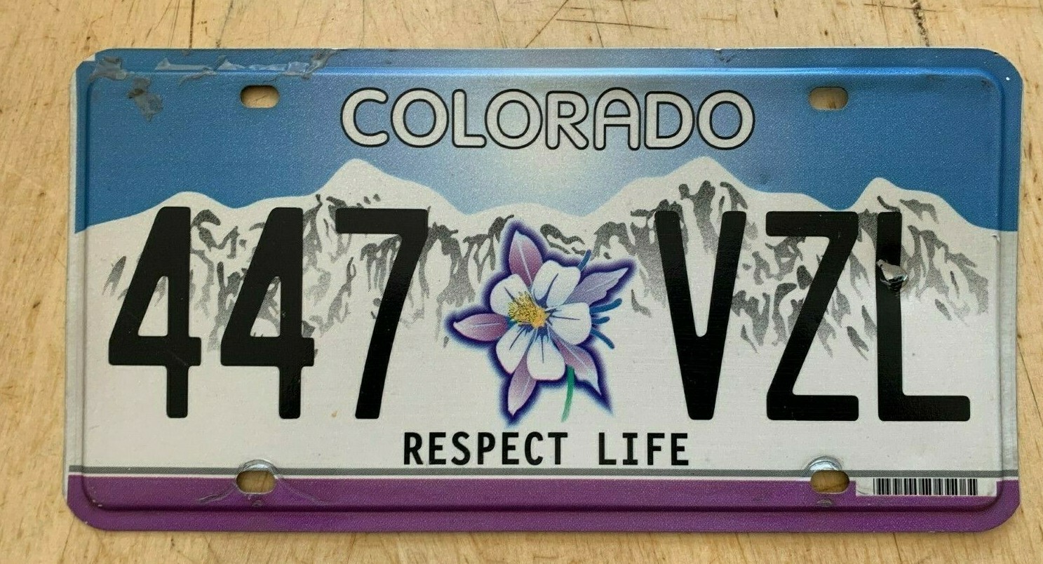 COLORADO RESPECT LIFE COLUMBINE STATE FLOWER AUTO LICENSE PLATE " 447 ...