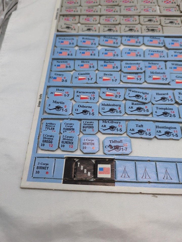 Avalon Hill Gettysburg Civil War Board Game Unit Sheet | eBay