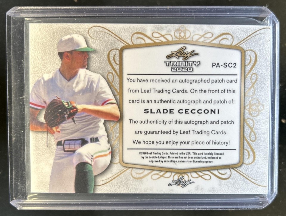 2020 Leaf Trinity Slade Cecconi Patch Auto Spectrum Green HoloFoil ...