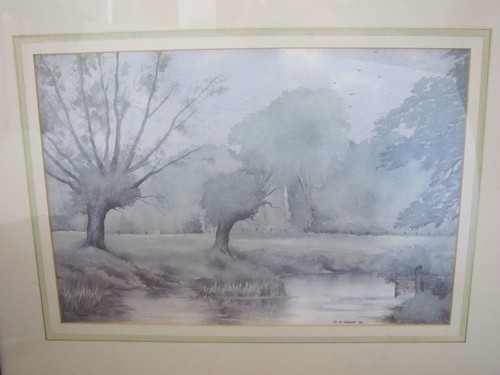 D.R. Meeks Artist from England, 1986 Watercolor Landscape, Fenced ...