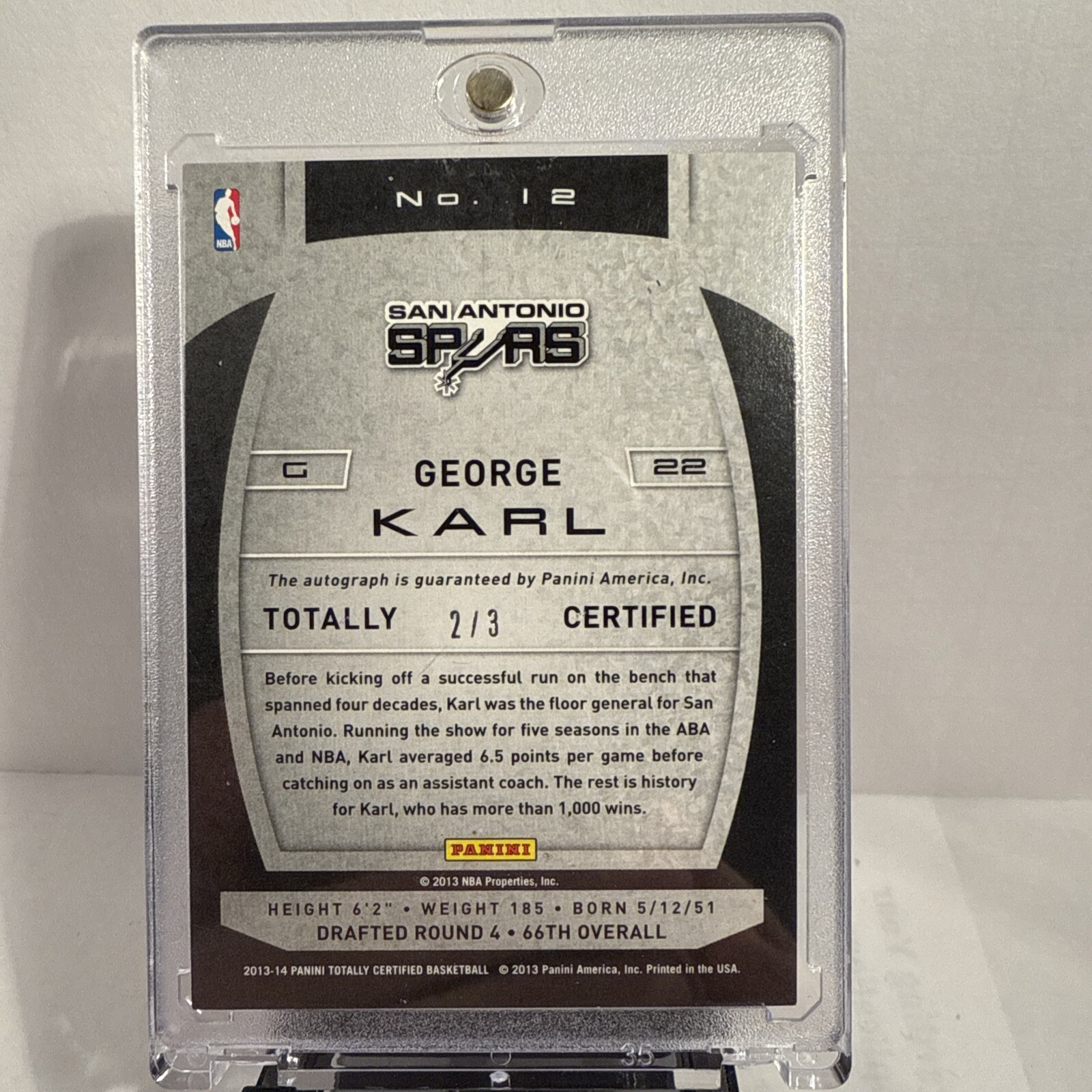 2012-13 Totally Certified George Karl #12 Signatures Totally Gold Auto ...