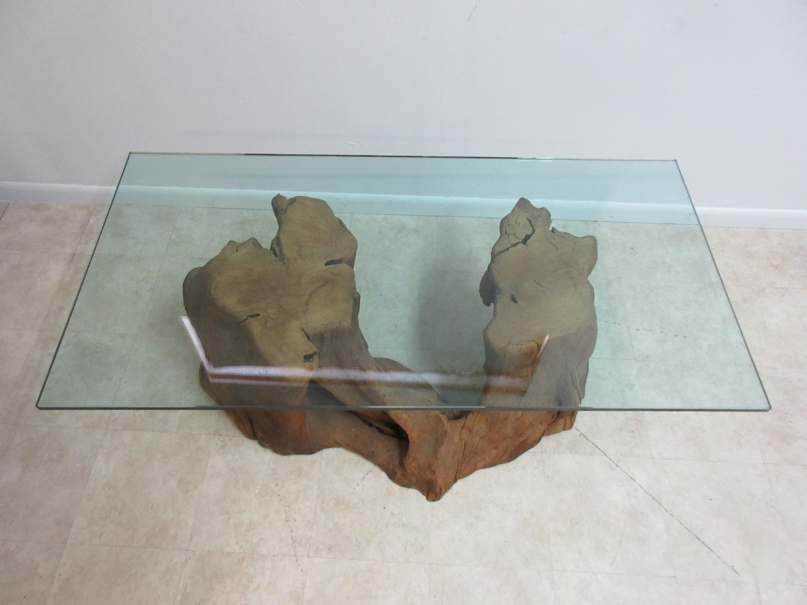 Vintage Mid Century Free Form Live Edge Log Tree Stump Floating Coffee ...