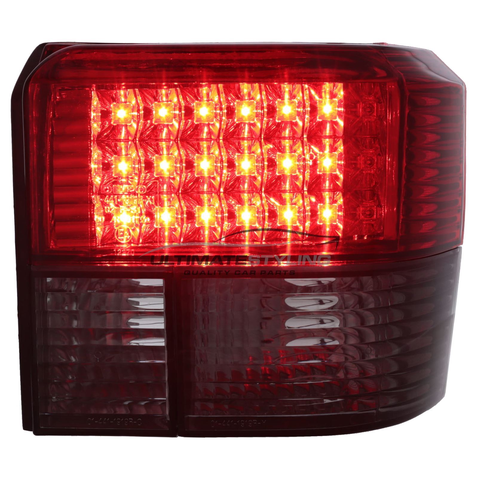 VW Transporter T4 Rear Lights LED Crystal Red Smoked Custom Upgrade ...