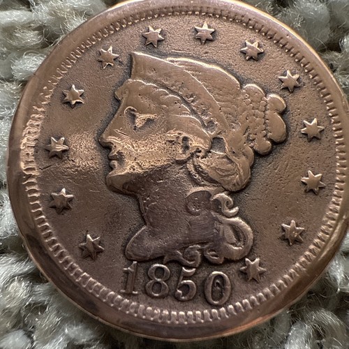 1850 Braided Hair Large Cent 1 C Cleaned | eBay