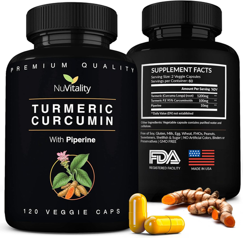 Turmeric Curcumin with Black Pepper Extract (Piperine) - 120 Veggie ...