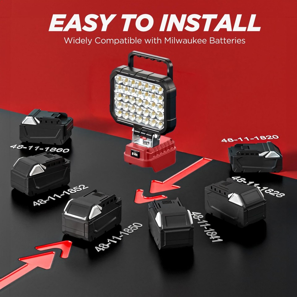 LED Work Light For Milwaukee M18 18V Battery 10000LM USB Portable ...