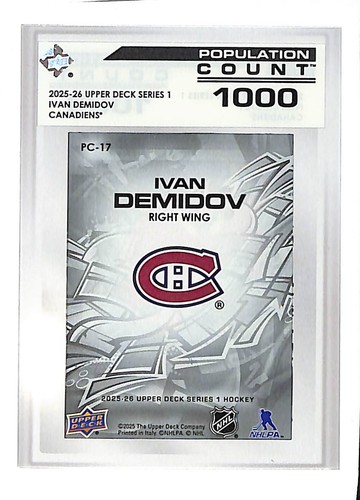 2025-26 Upper Deck Population Count 1000 #PC17 Ivan Demidov | eBay