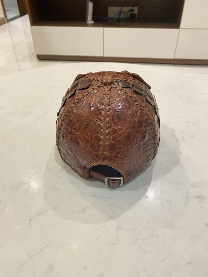 Brown Leather Genuine Crocodile Skin Hat! | eBay