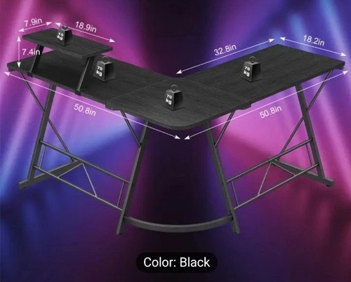 Gaming Table, Computer Table With Large Monitor Stand And Carbon Fiber ...