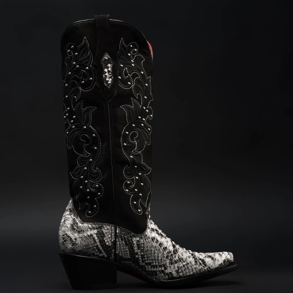 Women's Genuine Leather Exotic Python Print Snip Toe Western Boots ...