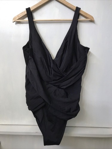 Miracle Suit Black Oceanus Crossover 1-Piece Swimsuit 40168 Size 16 ...