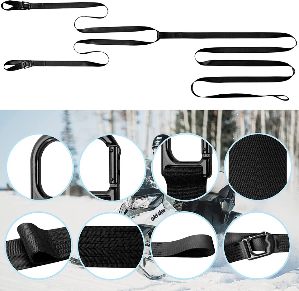 Heavy Snowmobile Tow Strap with Two Hook Reinforced Emergency Off Tow ...