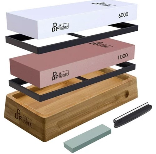 DDF IohEF, Extra Large Sharpening Stone Set, Whetstone, 1000/6000 Grit ...