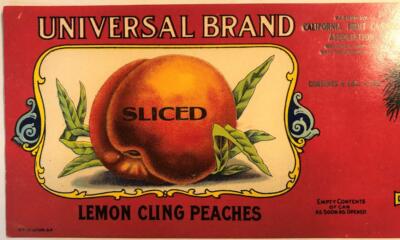 Original Vintage Lemon Cling Peaches Universal Brand 1910 Label San ...