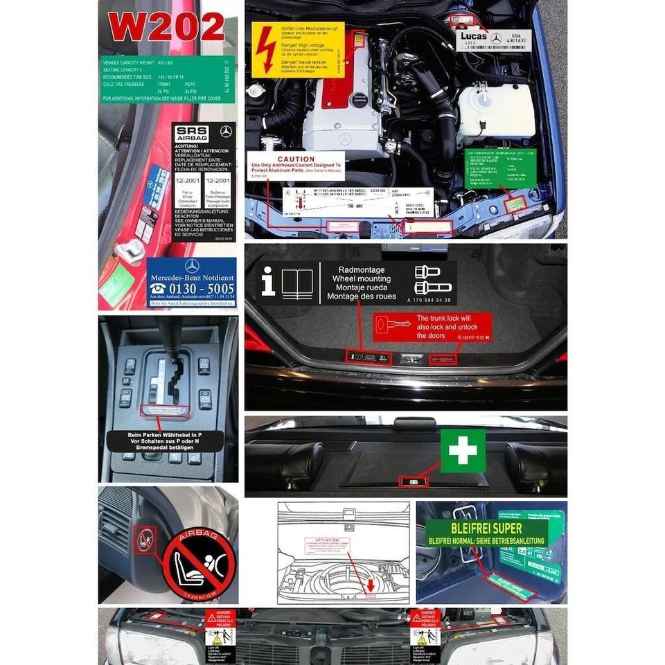 Decal Set Stickers For Mercedes-Benz W202 C Class All Models Best ...