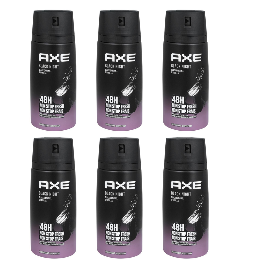 6 x Axe ( Lynx) Deodorant Body Spray 150ml Black Apollo Ice Excite ...
