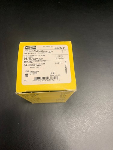 Hubbell HBL2311 Twist Lock Insulgrip Plug 20A 3 Wire 125V 2 Pole 2311 ...